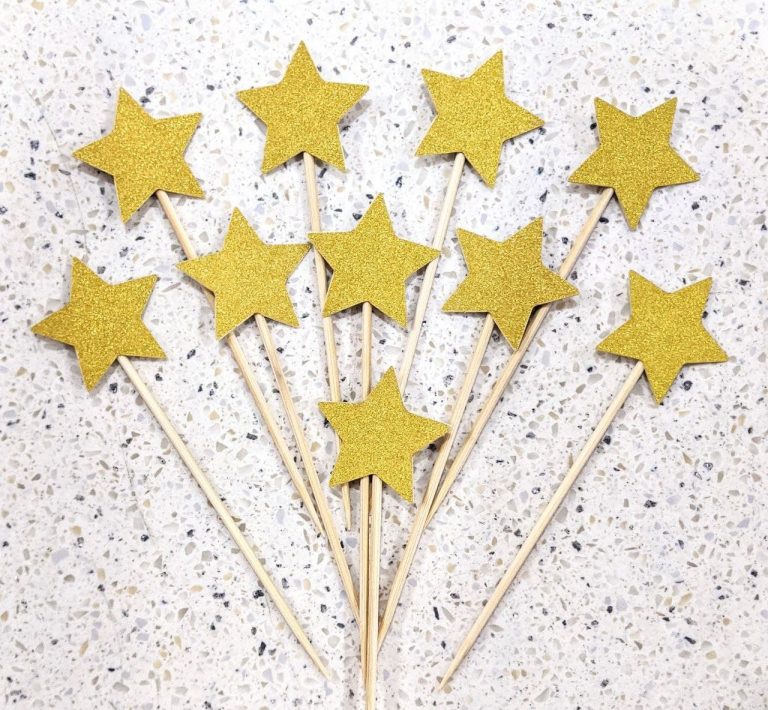 10pc Gold Stars Cake Toppers – Golden Stars Trading
