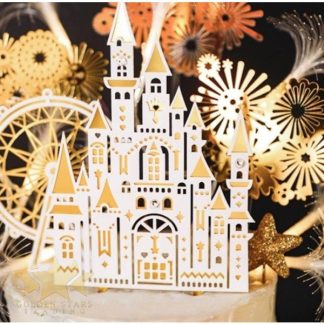 Acrylic Castle Cake Topper – White/Gold – Golden Stars Trading