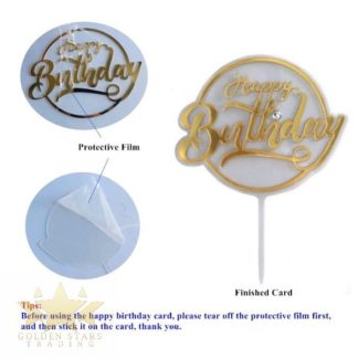 round happy birthday cake topper – Golden Stars Trading
